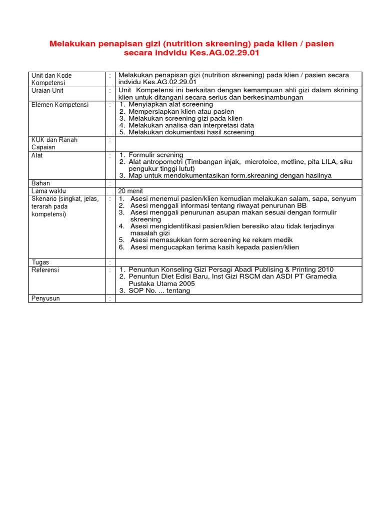 SSK, Sop Dan Lo Skrining | PDF