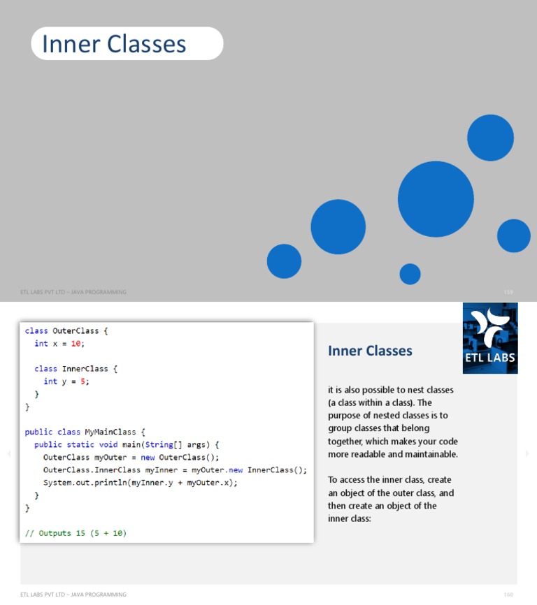 Inner Classes: Etl Labs PVT LTD - Java Programming | PDF