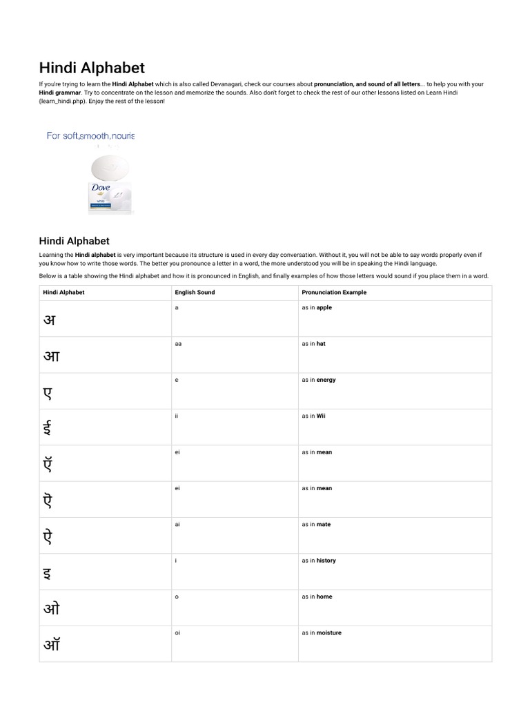 Hindi Alphabet and Pronunciation | PDF | Alphabet | English Language