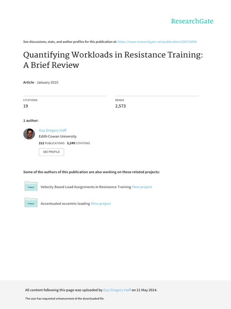Quantifying Workloads in Resistance Training | PDF | Strength Training ...