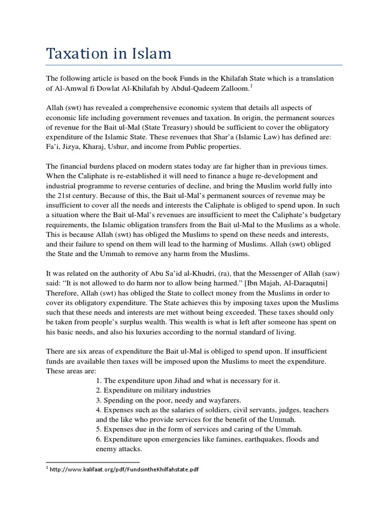 Islam Tax PDF | PDF | Taxes | Caliphate
