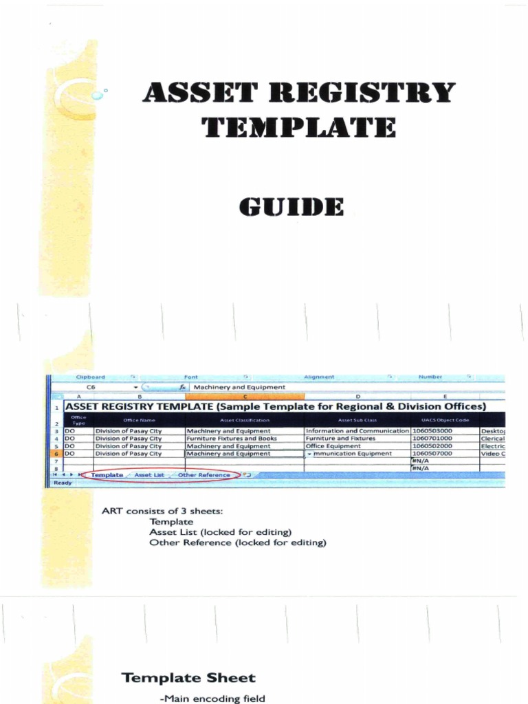 DepEd - Asset Registry Template Guide 2018 (Philippines) | PDF