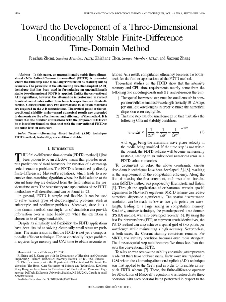 Toward The Development of A Three-Dimensional Unconditionally Stable Finite-Difference Time ...