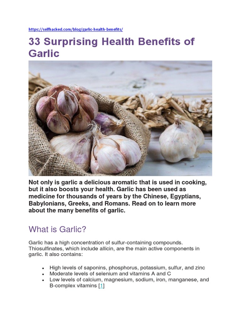 Benefics of Garlic | PDF | Garlic | Antioxidant