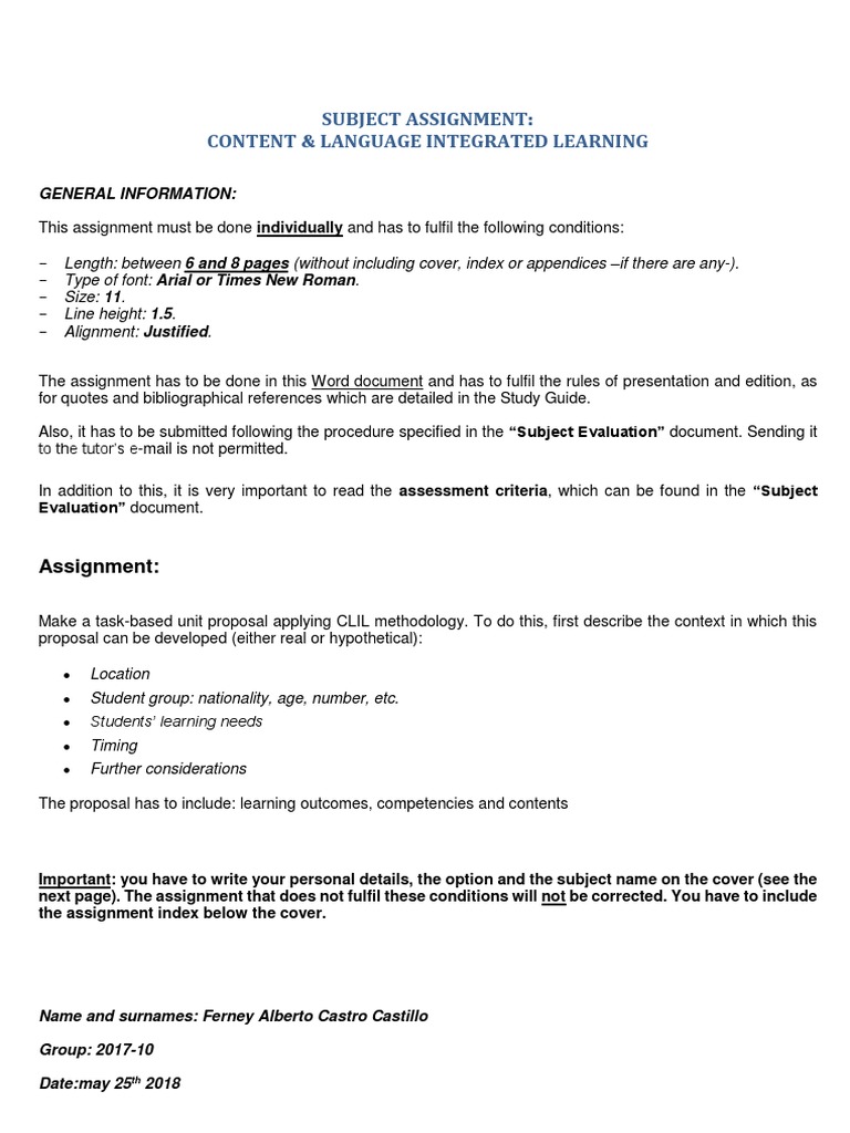 CLIL Assignment | PDF | Lesson Plan | Semiotics