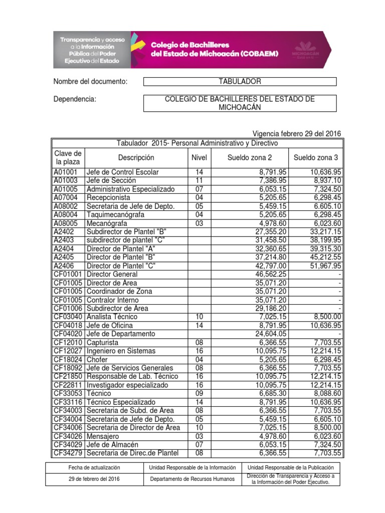 Tabulador | PDF | Maestros | Business