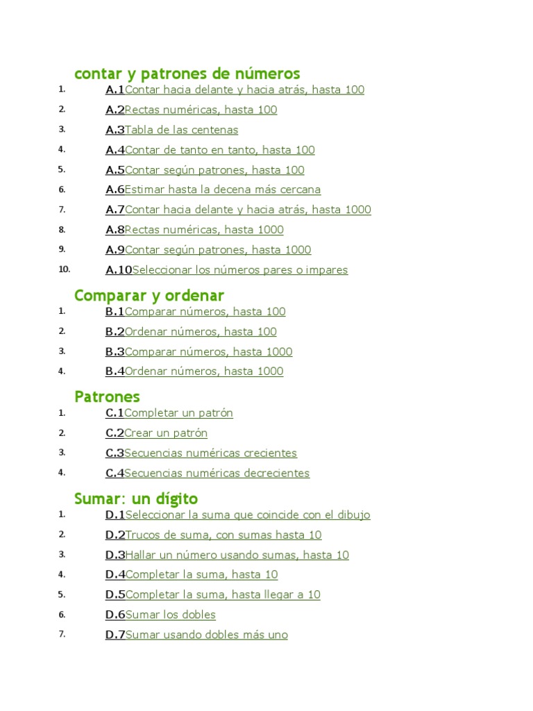 Contar y Patrones de Números | Descargar gratis PDF | Sustracción ...