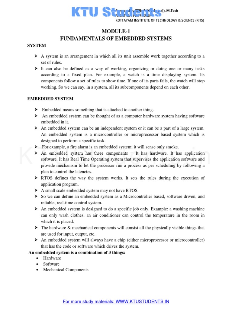Module 1 Embedded System - Ktu | PDF | Embedded System | Computer Program