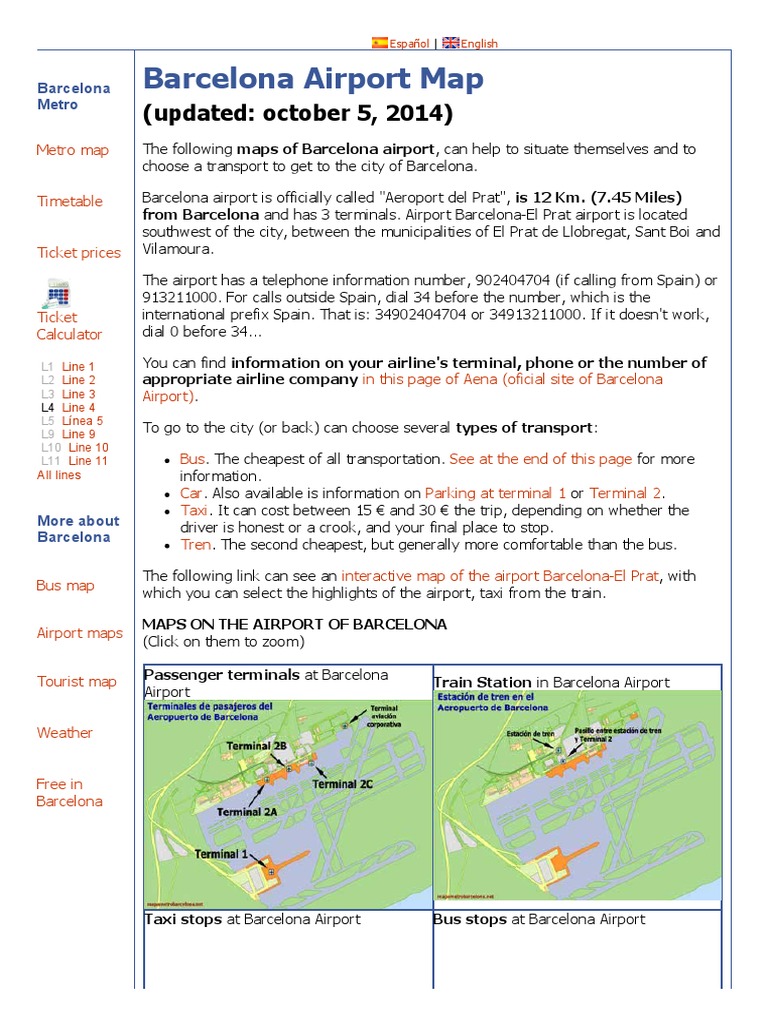 Map of Barcelona Airport | Download Free PDF | Barcelona | Train Station