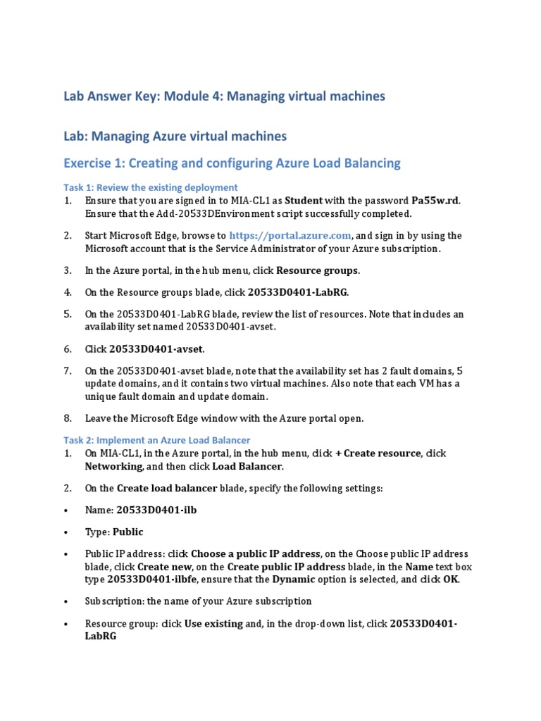 Lab Answer Key: Module 4: Managing Virtual Machines | PDF | Remote ...