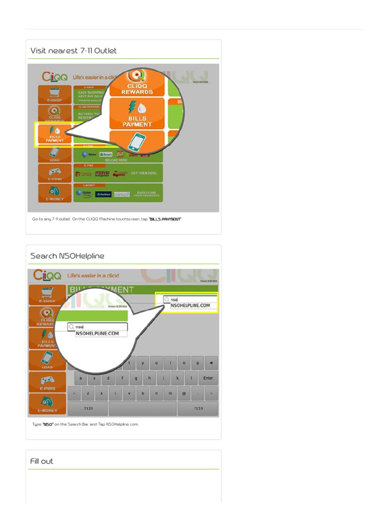 Visit Nearest 7-11 Outlet: Go To Any 7-11 Outlet. On The CLIQQ Machine ...