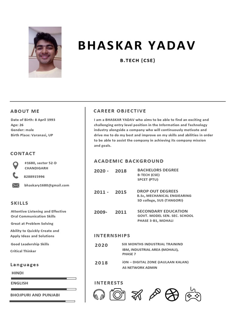 Basic Fresher Resume Template | PDF