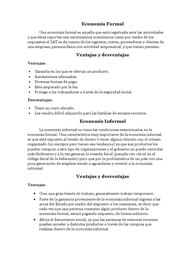 Economia Formal e Informal | PDF | Derecho laboral | Ciencias económicas