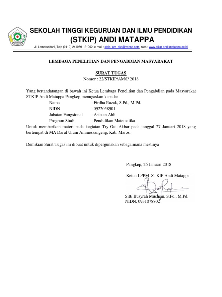 SUrat TUGAS LPPM | PDF