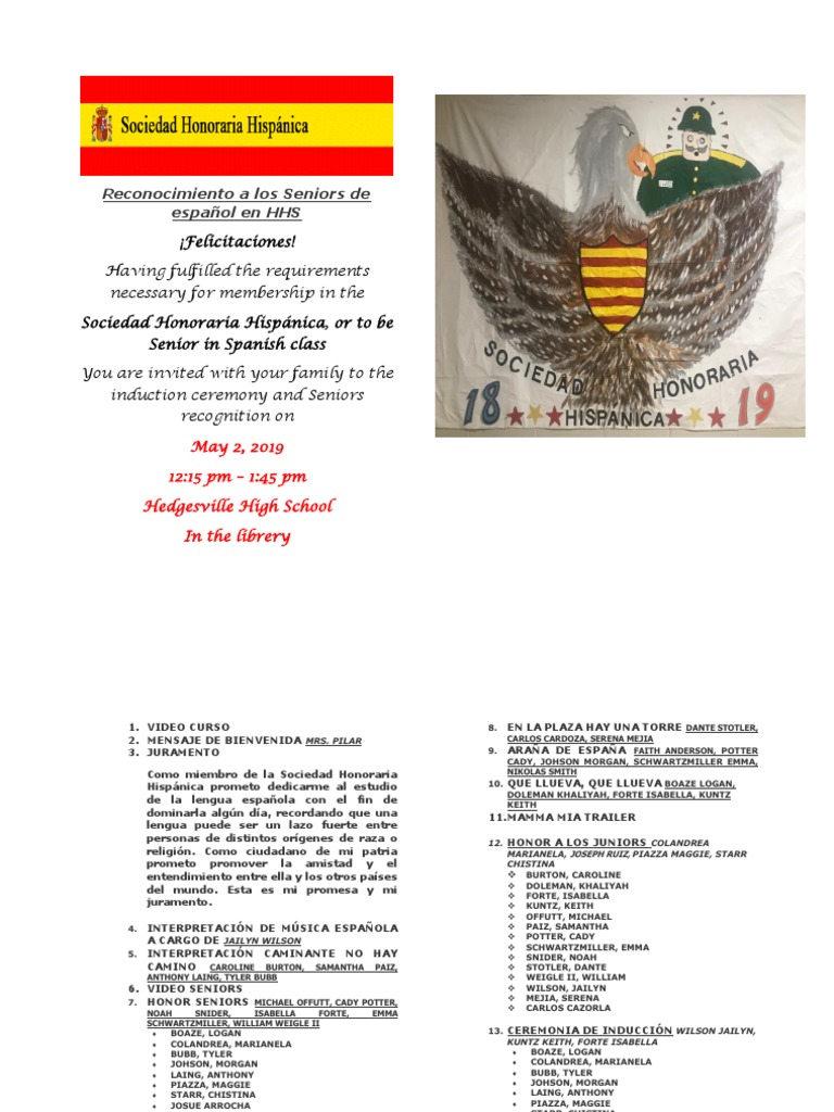 Sociedad Honoraria Hispanica Ceremonia1 | PDF