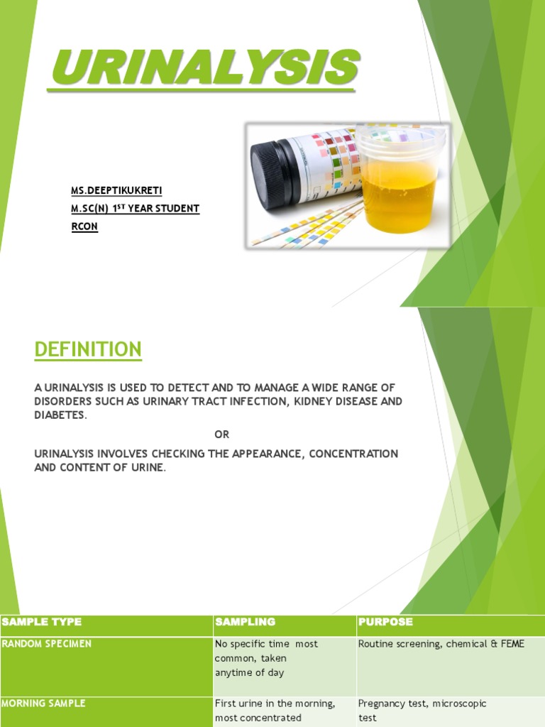 Urinalysis: Ms - Deeptikukreti M.SC (N) 1 Year Student Rcon | PDF ...