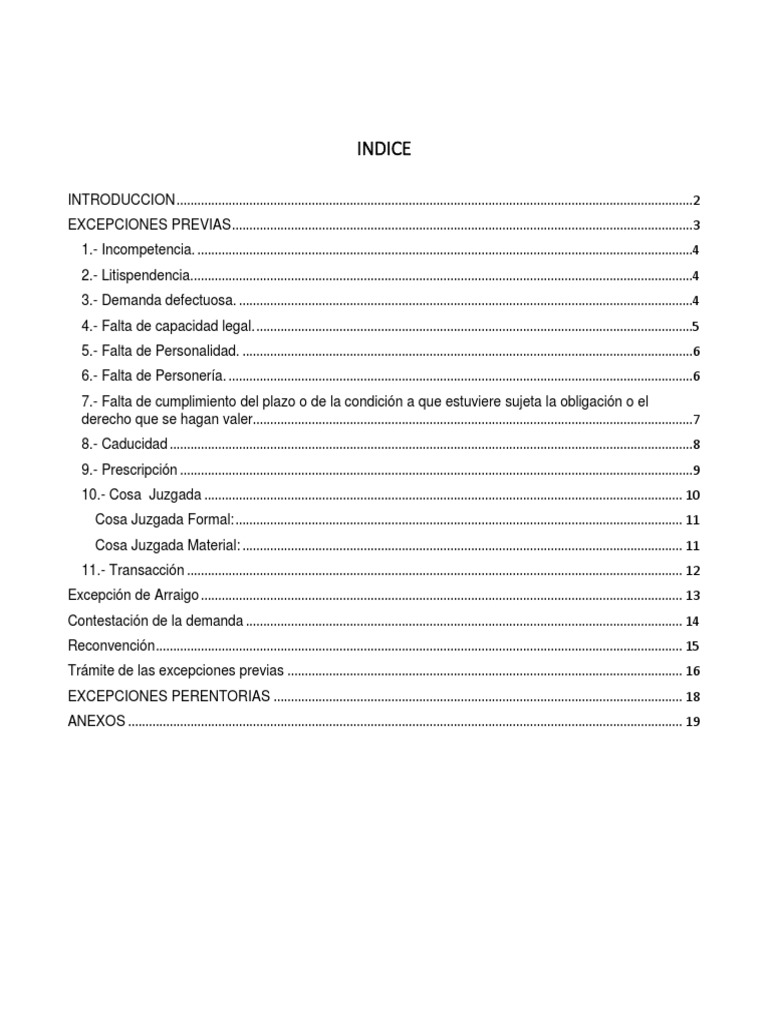 Excepciones Previas y Perentorias | PDF | Demanda judicial | Ley procesal