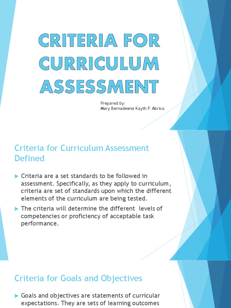 Curriculum Assessment Criteria Explained | PDF | Curriculum ...