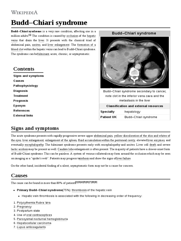 Budd-Chiari Syndrome | PDF | Angiology | Liver