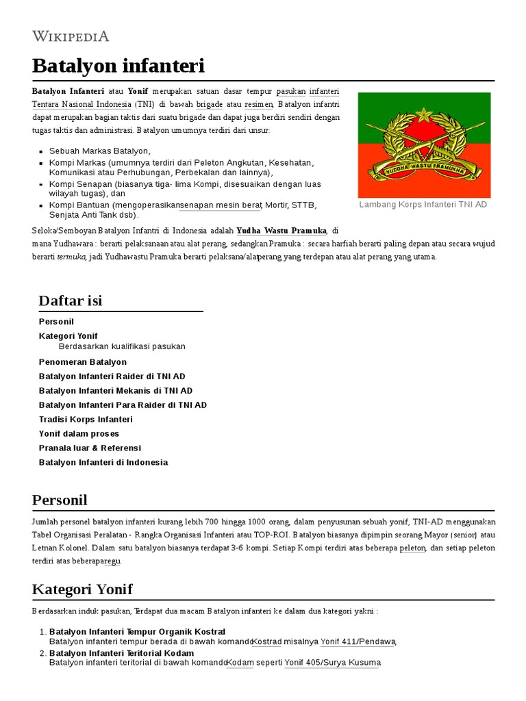 Batalyon Infanteri | PDF