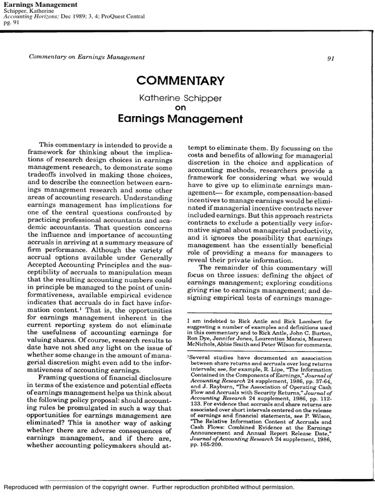 Causes and Consequences of Earnings Manipulation | PDF | Virtue ...