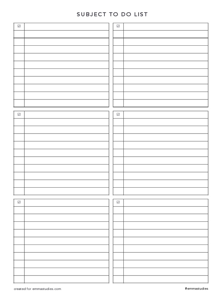 Emma Studies To-Do List Template | PDF