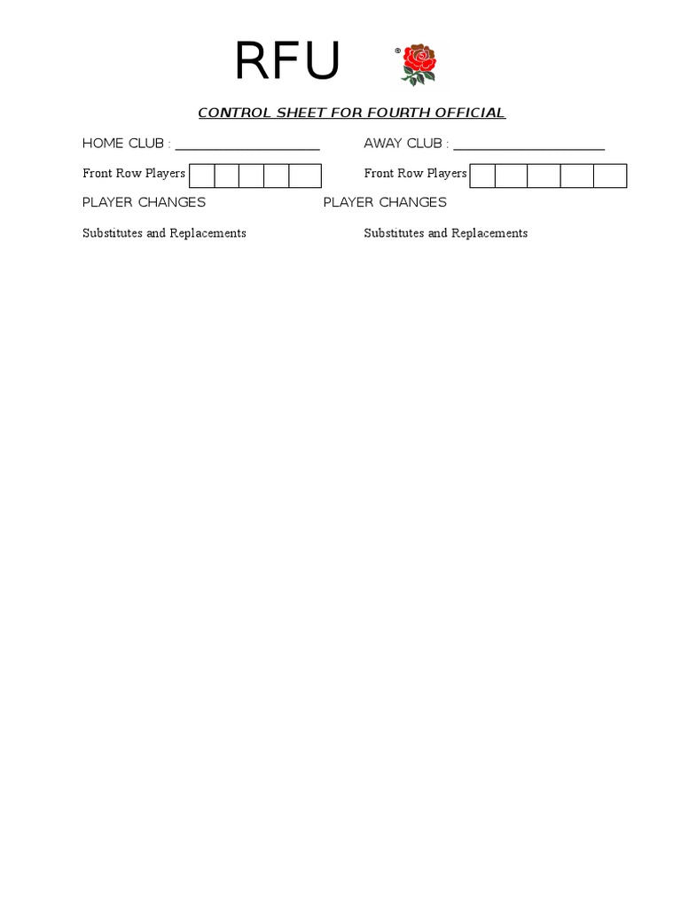 Fourth Official Control Sheet | PDF | Sports | Leisure