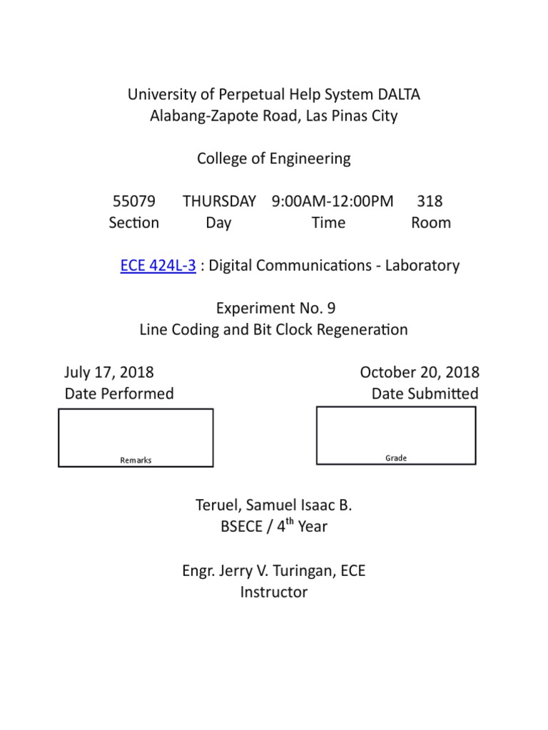 Digicomms Lab 9 | PDF | Physical Layer Protocols | Computer Engineering