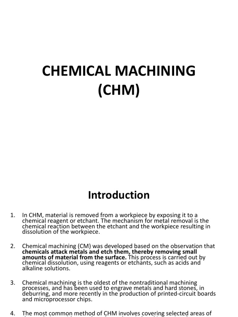 Week 5 - Chemical Machining (CHM) | PDF | Machining | Sheet Metal