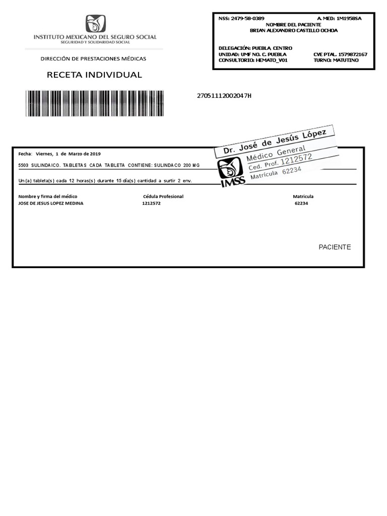 Copia de Receta-IMSS Editable | PDF
