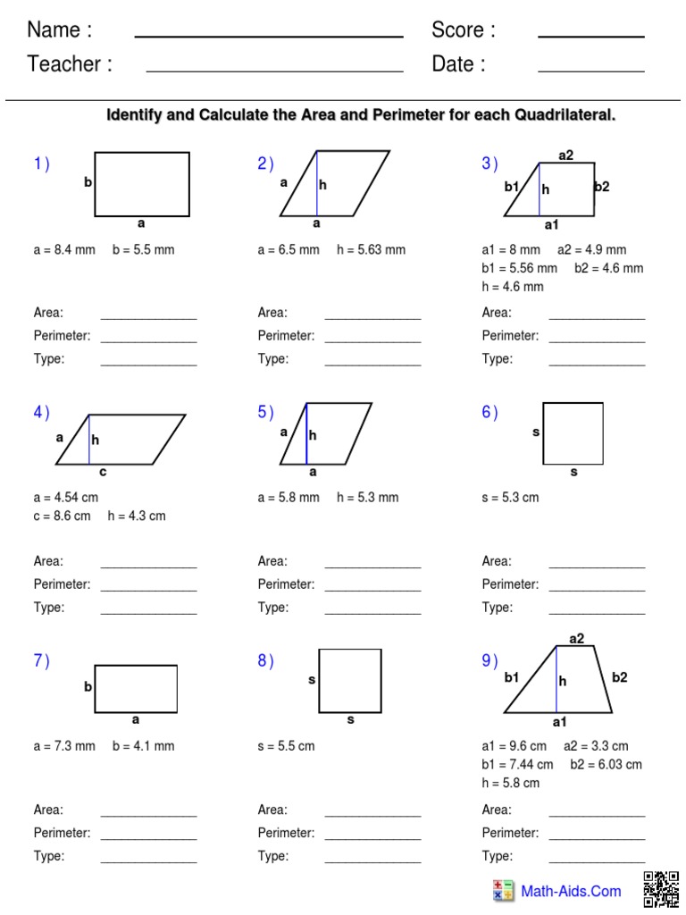Areas of Quadrilaterals | PDF | Area | Geometry