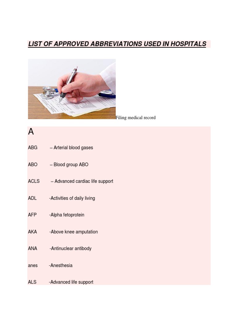 Hospital Medical Abbreviations List | PDF | Coronary Artery Disease ...