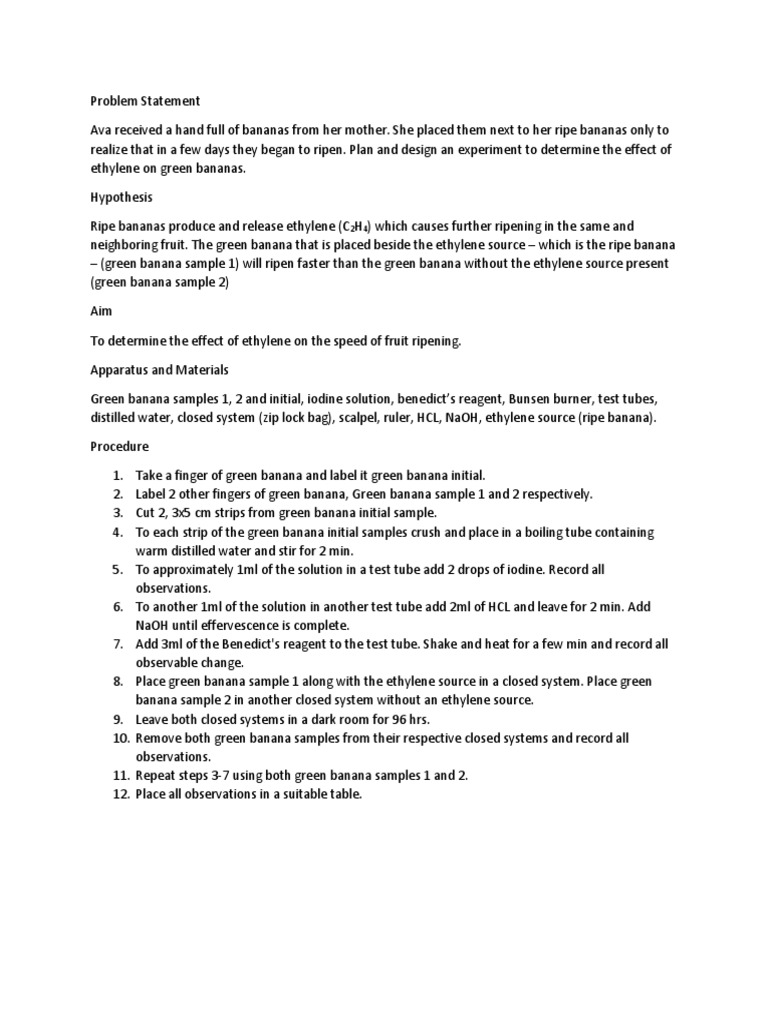 Problem Statement | PDF | Banana | Chemistry