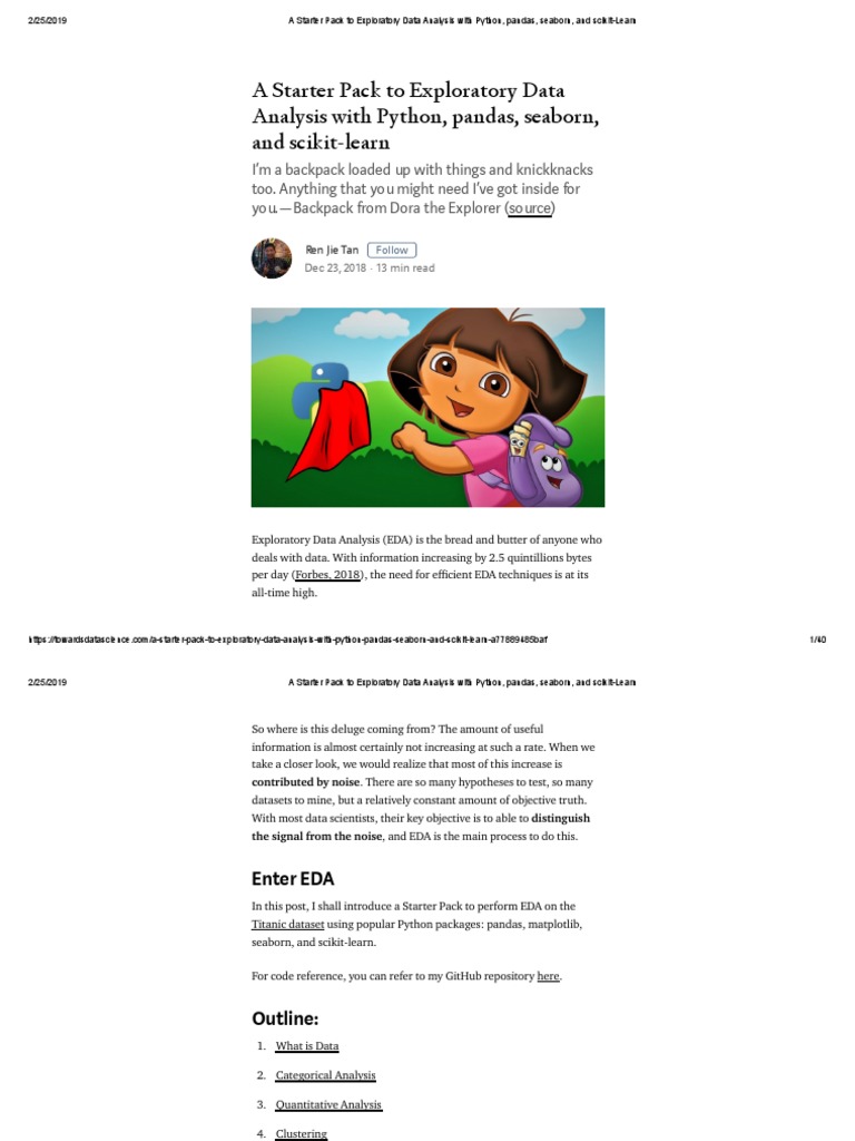 A Starter Pack To Exploratory Data Analysis With Python Pandas Seaborn And Scikit Learn Pdf