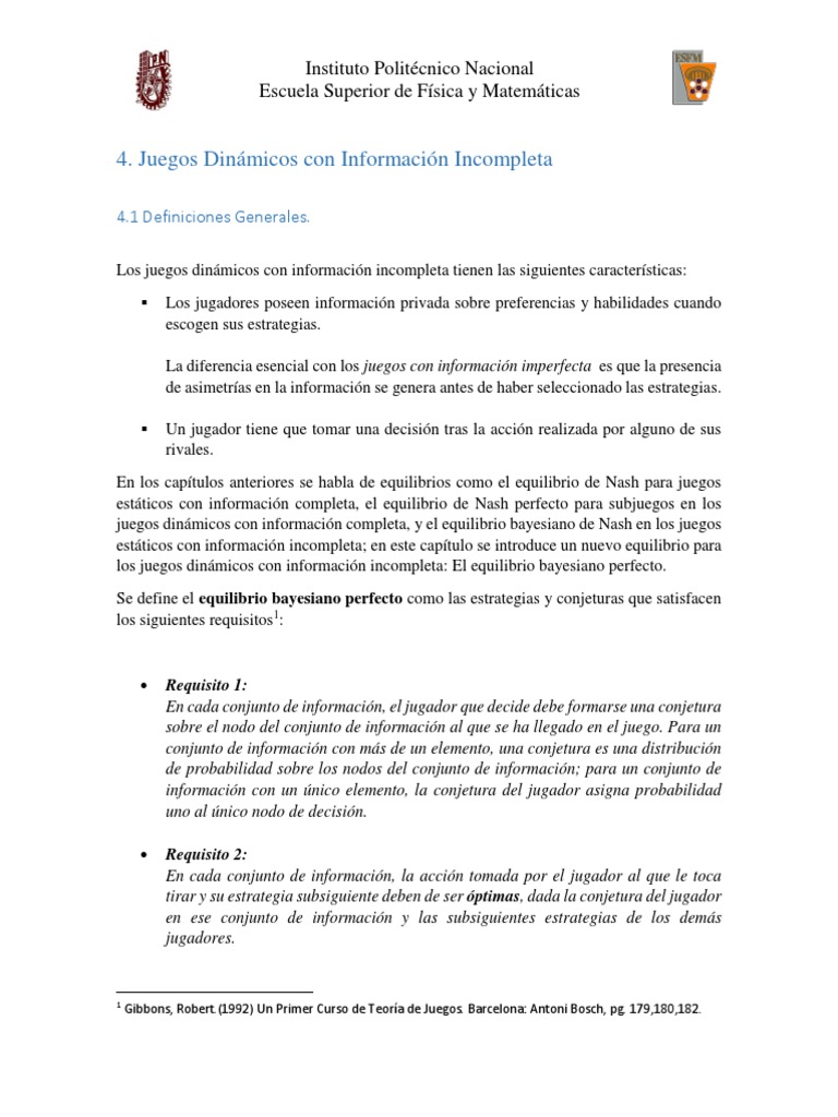 Juegos Dinamicos Con Informacion Incompleta | PDF | Información ...