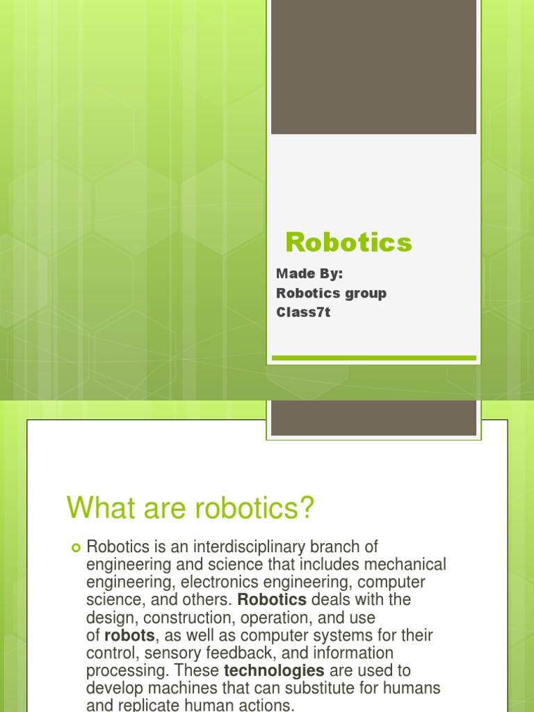 Robotics Made By Robotics Group Class7t Pdf Robotics Robot