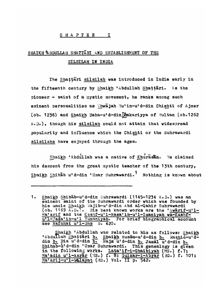 Abdullah Shattari and Sstablishmsnt of The | PDF | Sufism | Mysticism