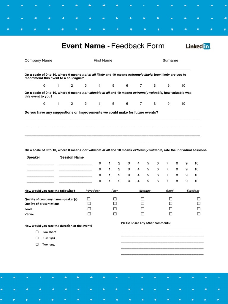 Event Feedback Form | Download Free PDF | Cognition | Business