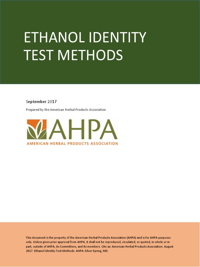 Ethanol Identity Test Methods | PDF | Ethanol | Alcohol