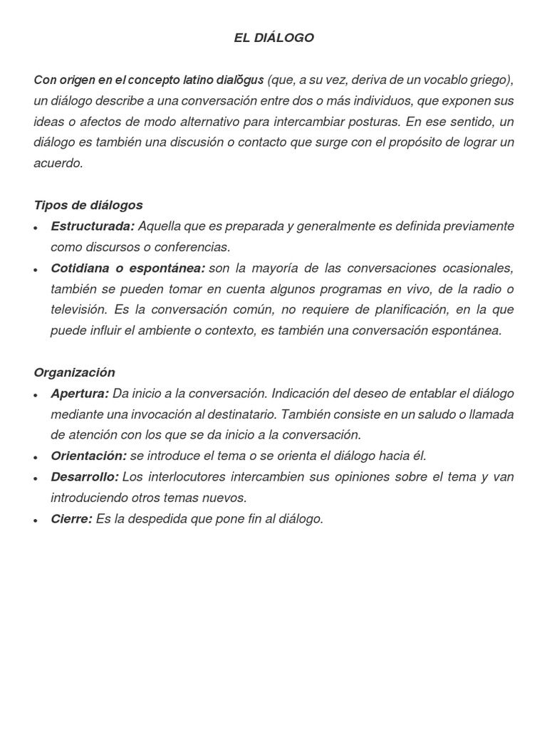 Tipos y características del diálogo | PDF | Conversacion | Cognición