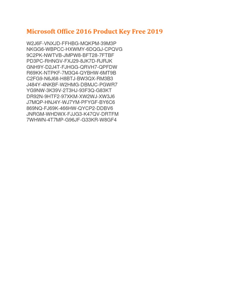 Microsoft Office 2016 Product Key Free 2019 | PDF