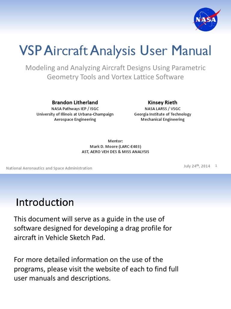 VSP Aircraft Analysis User Manual | PDF | Lift (Force) | Drag (Physics)