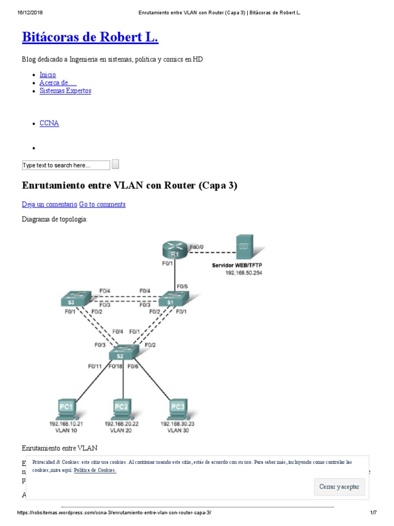 Enrutamiento Entre VLAN Con Router (Capa 3) - Bitácoras de Robert L | PDF | Enrutador ...