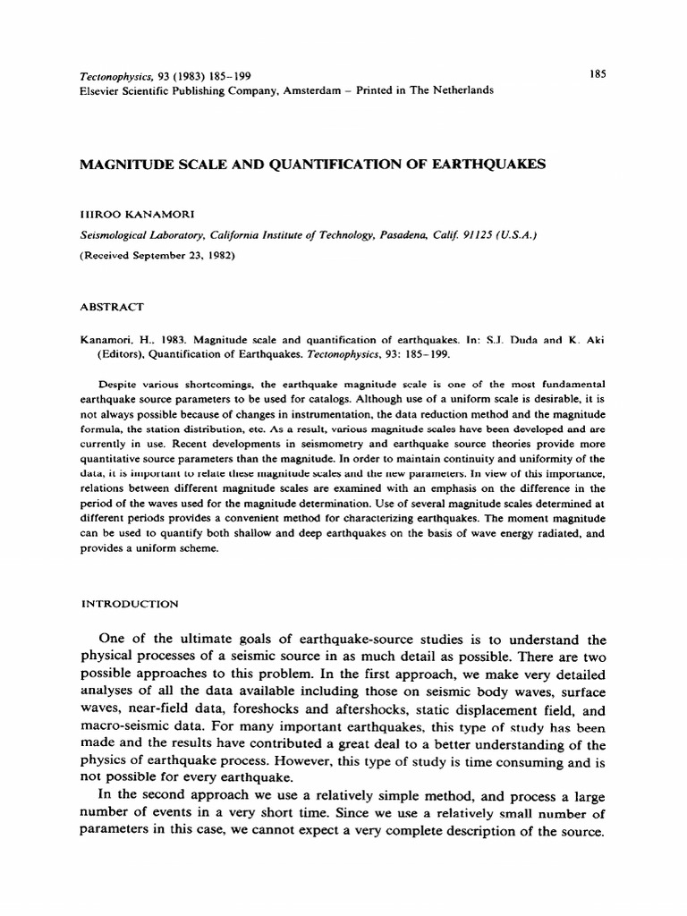 Scale Modified Mercalli | PDF | Moment Magnitude Scale | Earthquakes