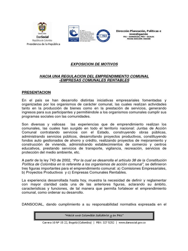Regulación del Emprendimiento Comunal | PDF | Regulación | Presupuesto