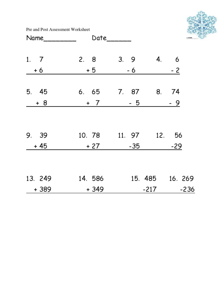 Pre and Post Assessment Worksheet | PDF | Computers