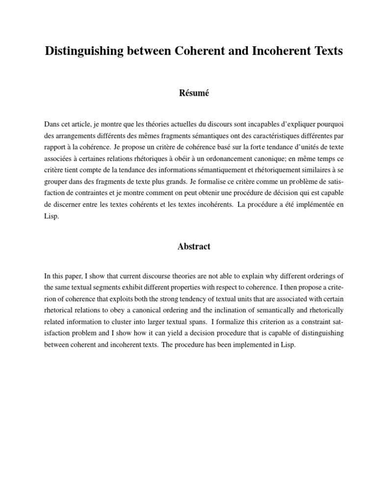 Coherent Incoherent Text PDF | PDF | Vertex (Graph Theory) | Discourse