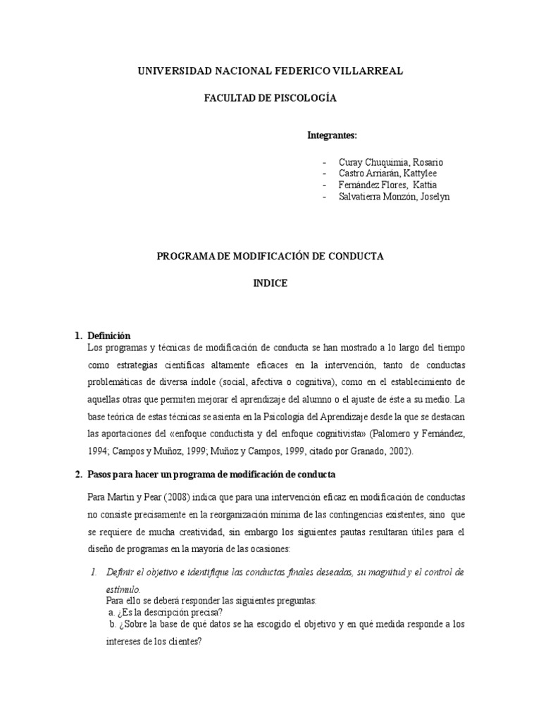 Guía de Programas de Modificación Conductual | PDF | Modificación de ...