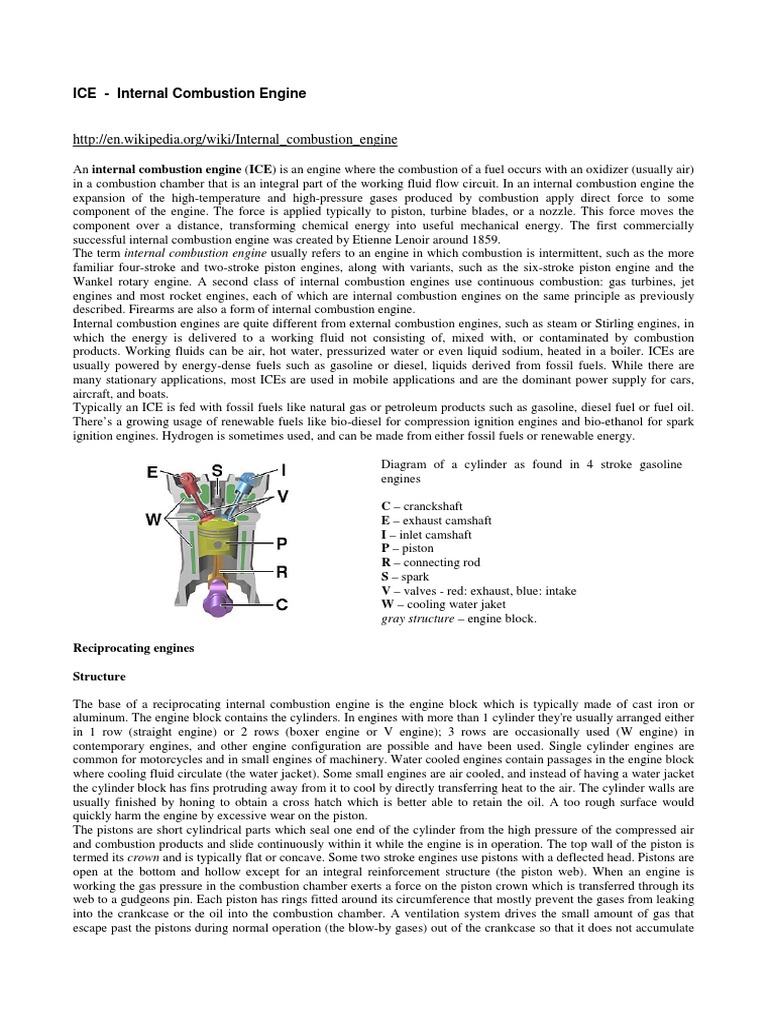 ICE - Internal Combustion Engine | PDF | Internal Combustion Engine ...