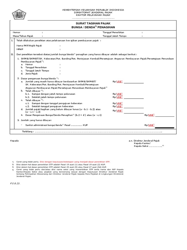 STP Bunga - Denda Penagihan | PDF